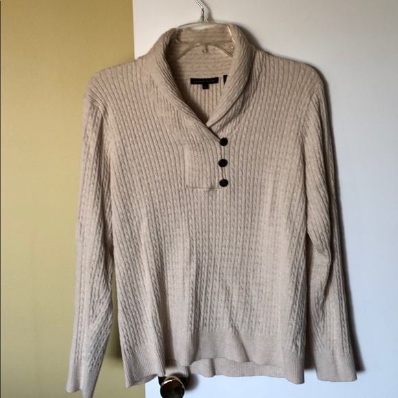 JEANNE PIERRE | Sweaters | Jeanne Pierre Cream Cable Knit Sweater Sz Xl ...